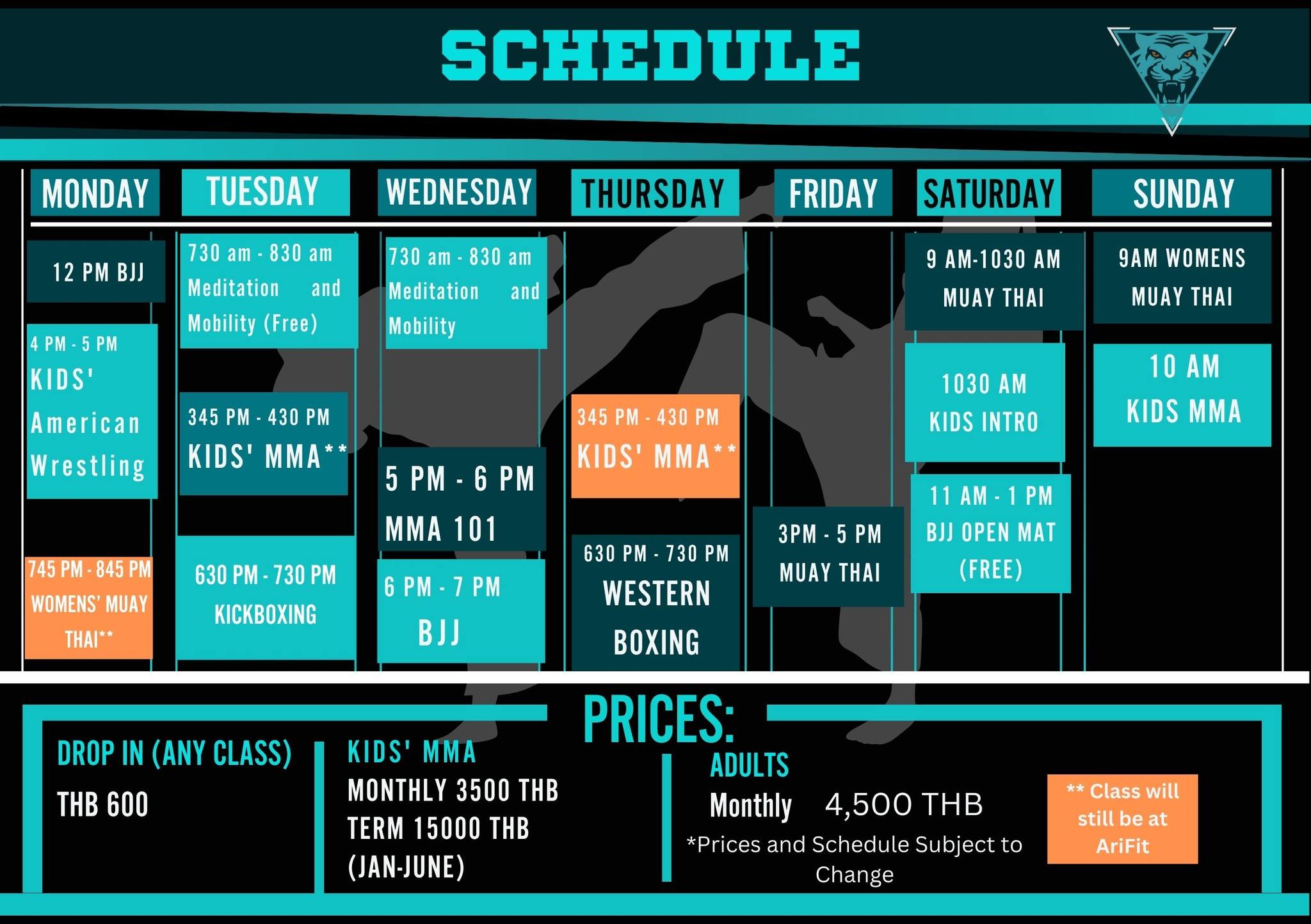 Schedule & Prices - Tiger Eye MMA